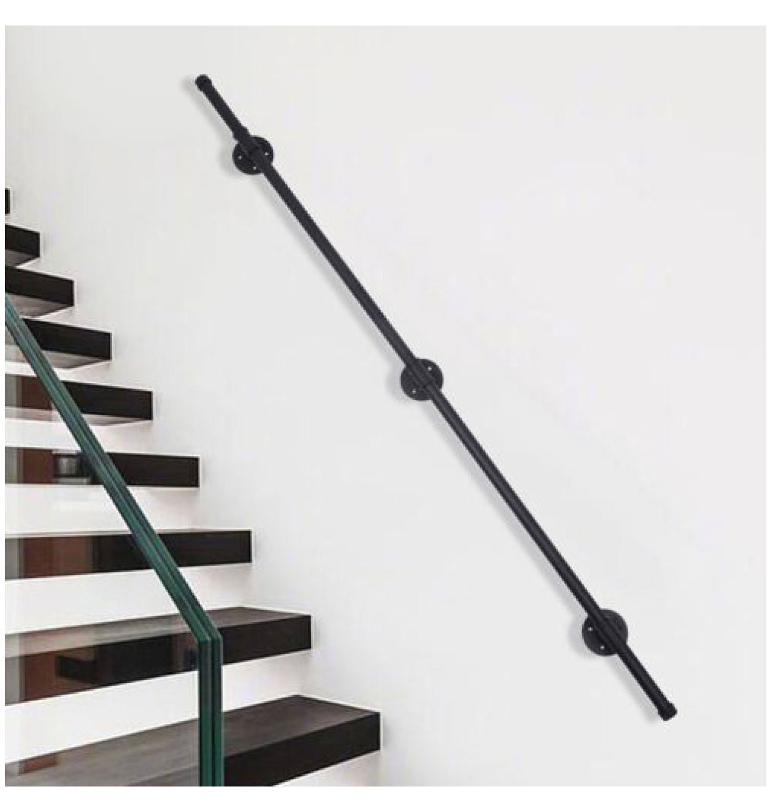 Yunwen 5FT Iron Handrail Set for Steps Stair Railing Hand Rail Kit ...