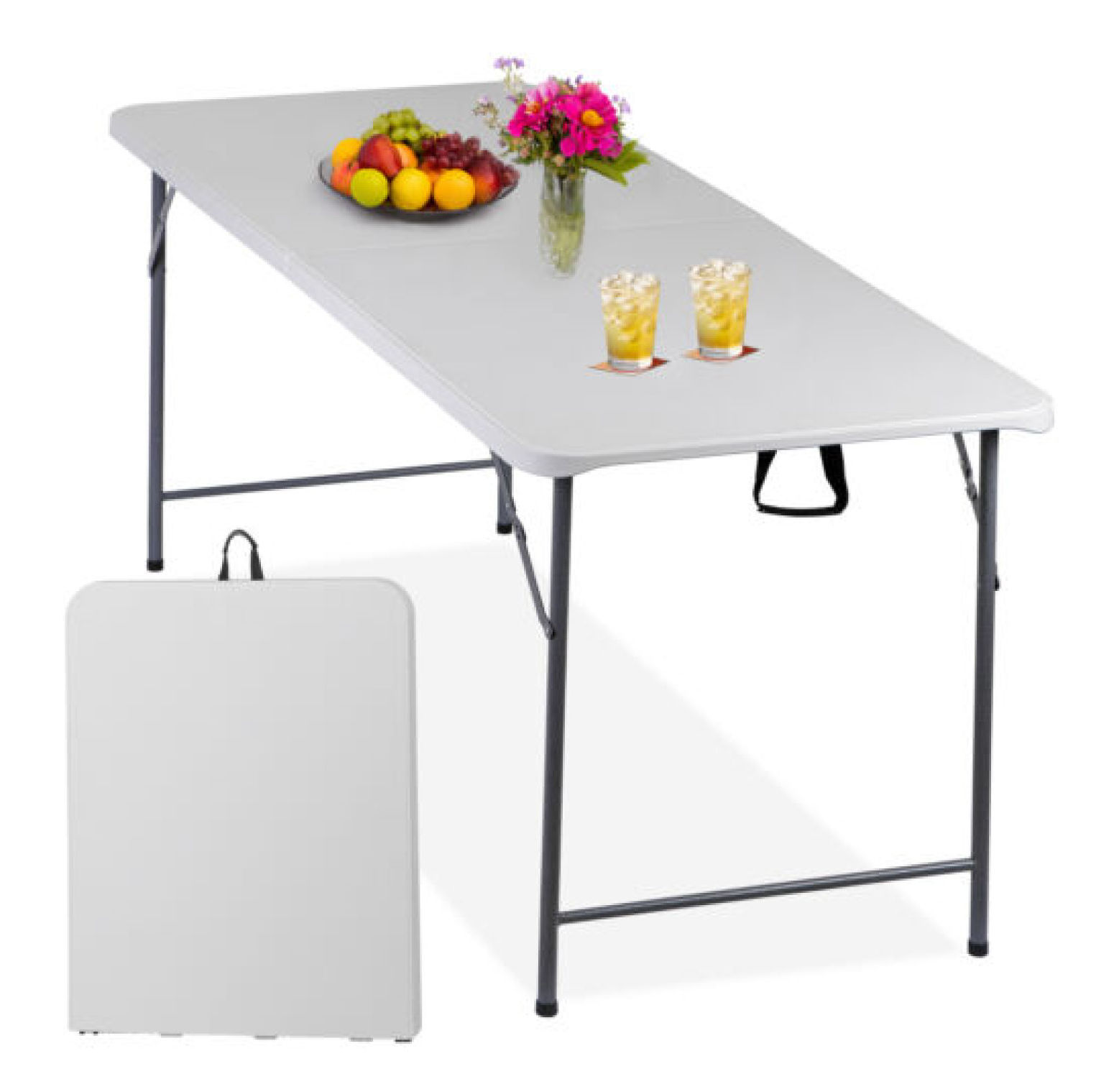 Yunwen 6' Plastic Folding Table 250 LBs Capacity Sturdy Camping Dining ...
