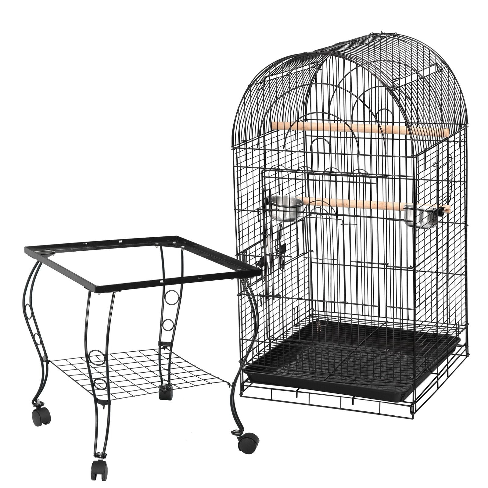 Yunwen 64 Inch Open-Top Birdcage, Wrought Iron Bird Cage with Slide-Out ...
