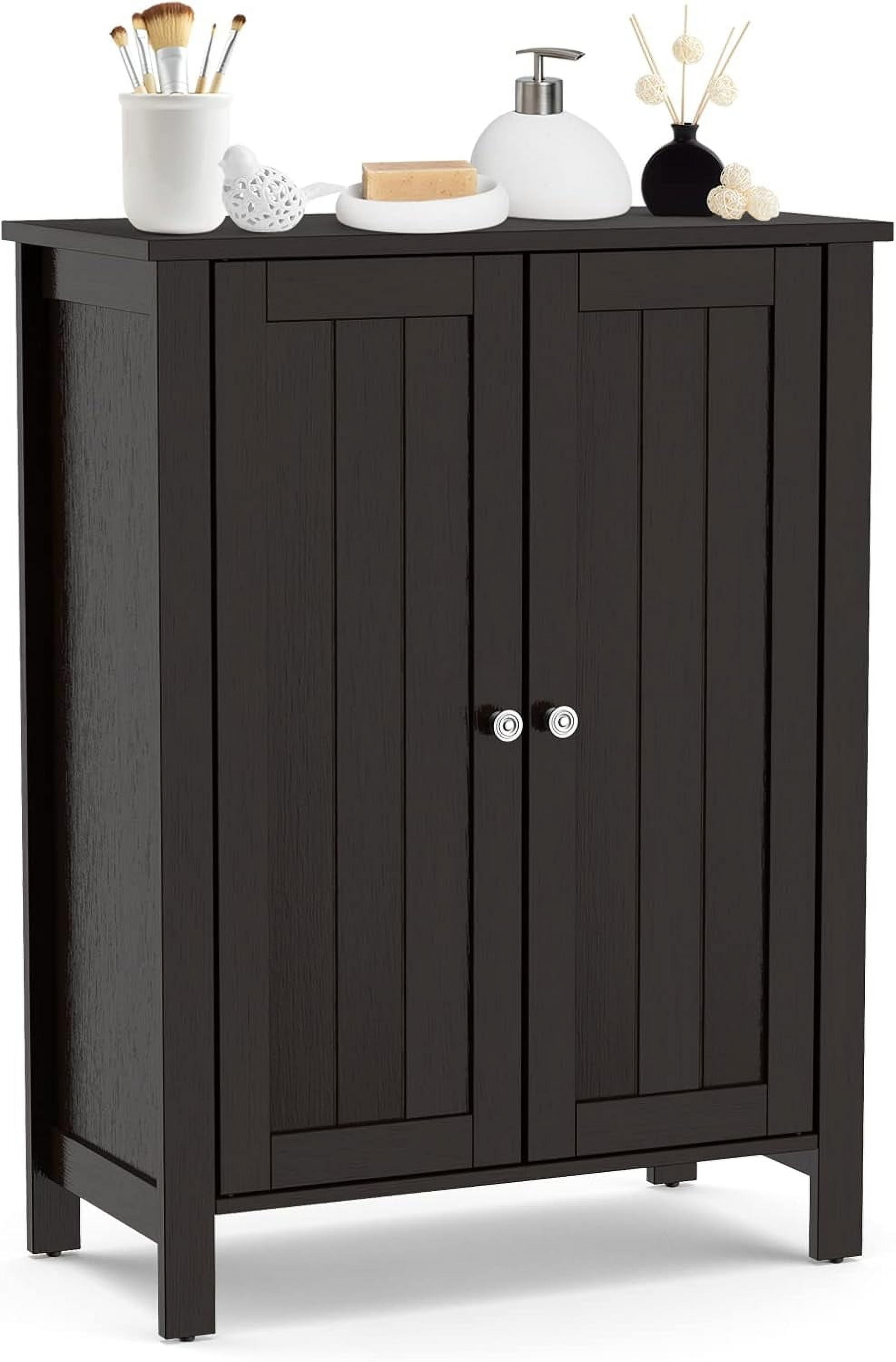 Yunwen Bathroom Floor Cabinet - Freestanding Side Storage Organizer with Double Doors ...
