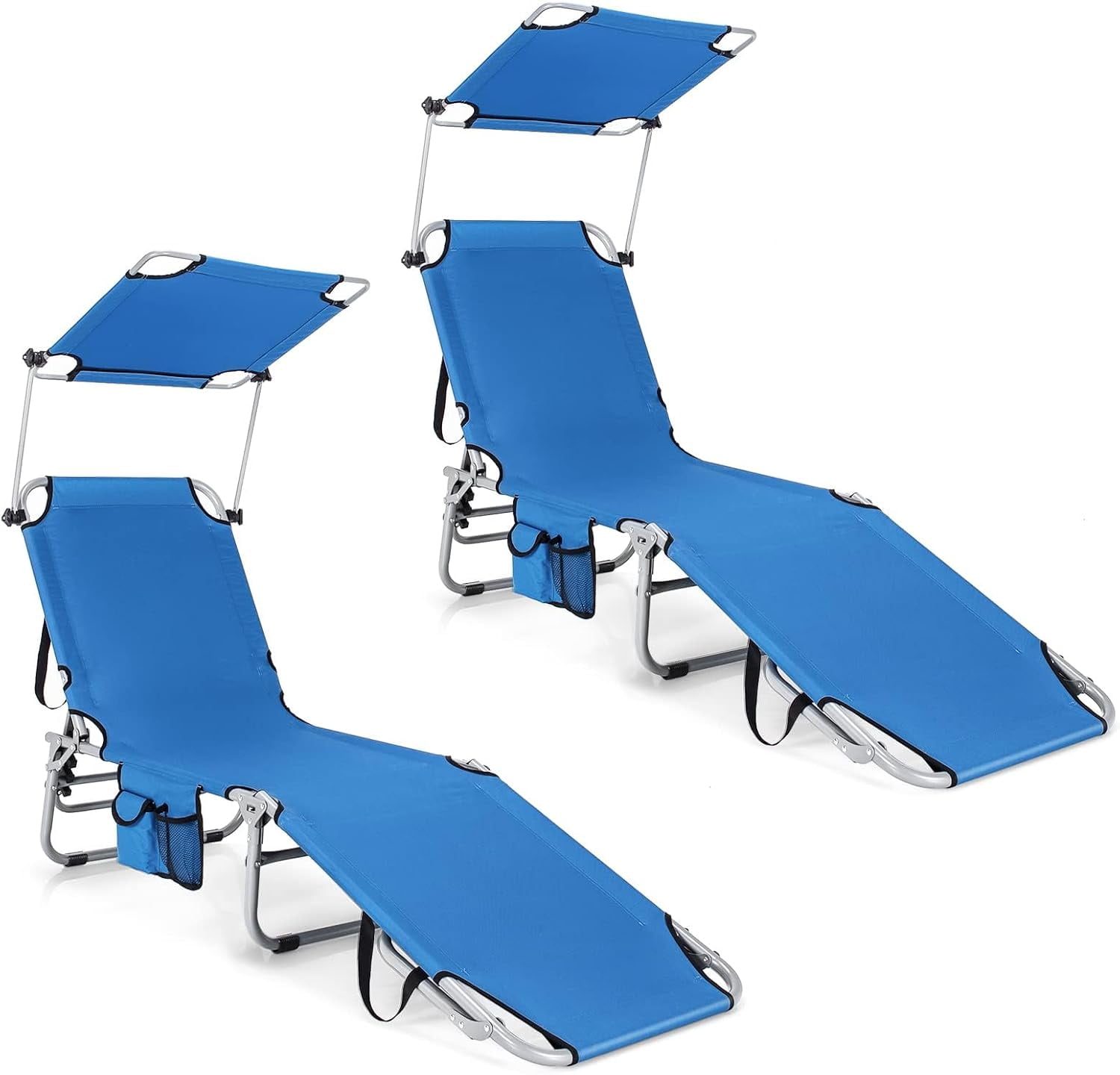 Yunwen Beach Lounge Chair, Foldable Chaise Lounge with Canopy ...