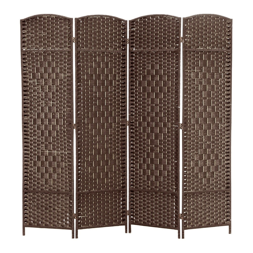 Yunwen Brown 4 Panel Room Divider, 6 Ft Folding Privacy Screen Indoor ...