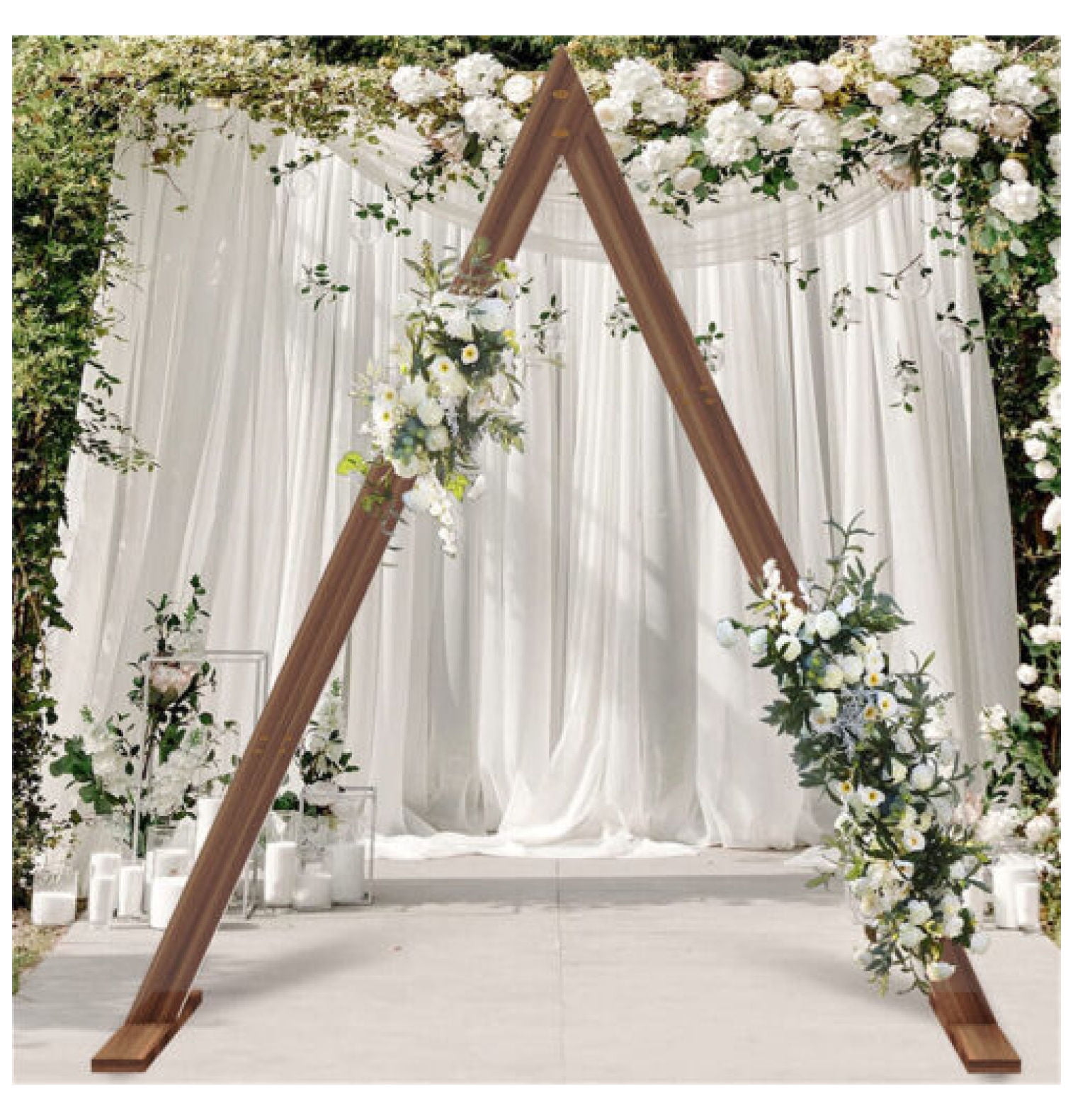Yunwen Chic Wood Triangle Wedding Arch Backdrop Stand Decorative Frame ...