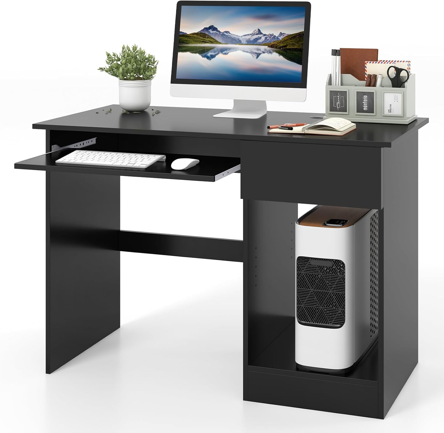 Yunwen Computer Desk with Keyboard Tray, Large Drawer, Home Office Desk ...