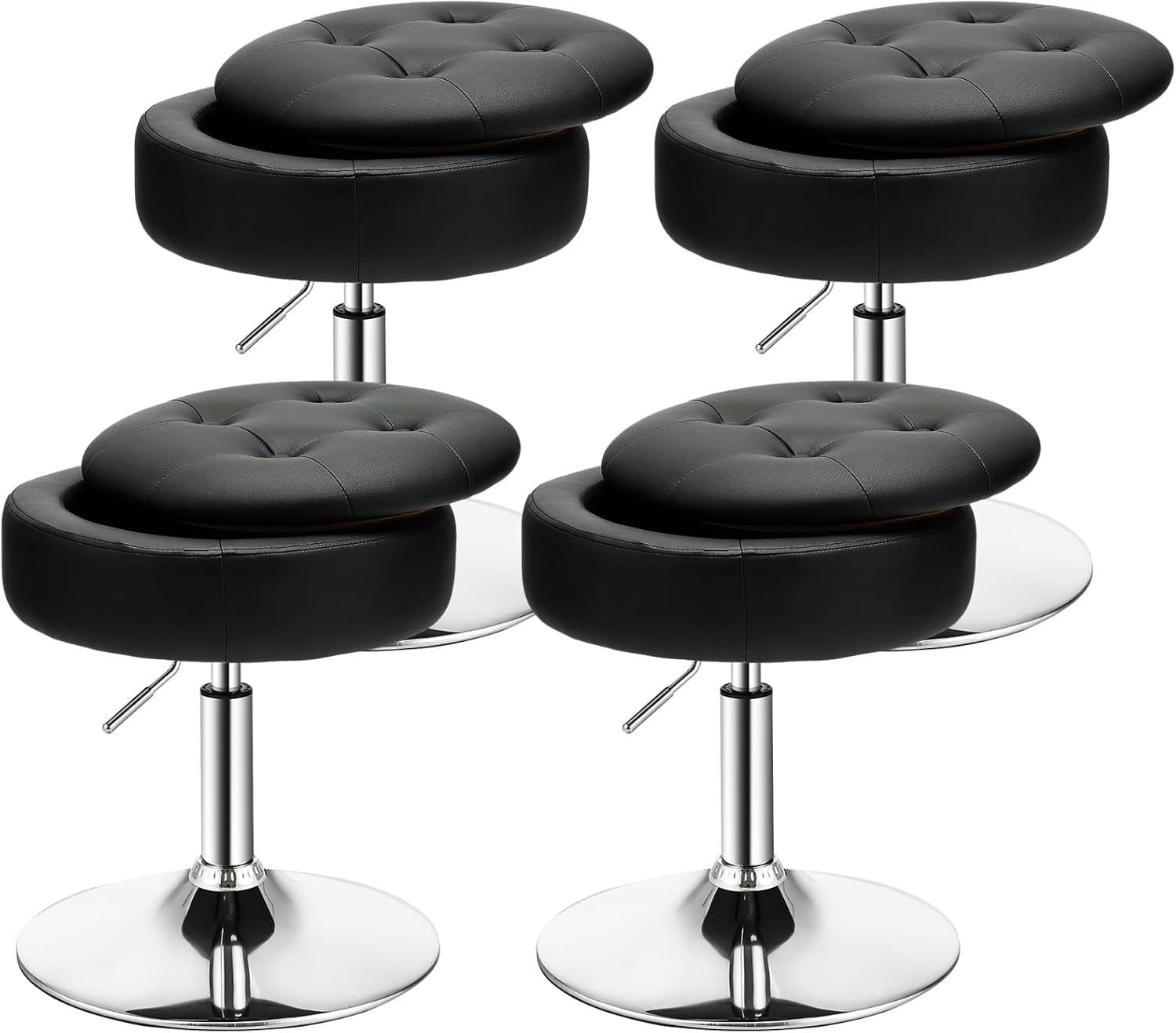 Yunwen Counter Height Bar Stool Set of 4, Tufted PU Leather 20"-26" H ...