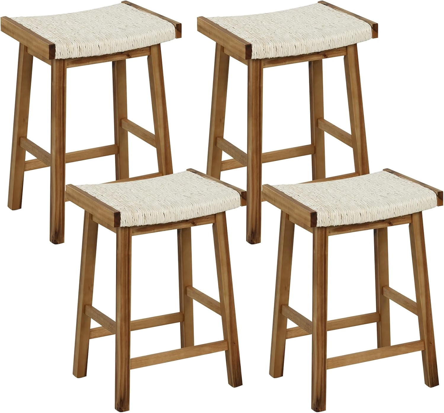 Yunwen Dining Saddle Stools Set of 4, 25.5-inch Counter Height Chairs ...