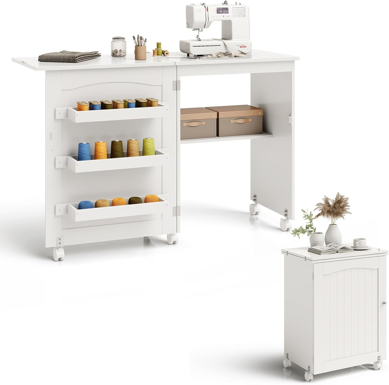 Yunwen Folding Sewing Table, Multipurpose Craft Station Desk, Display ...