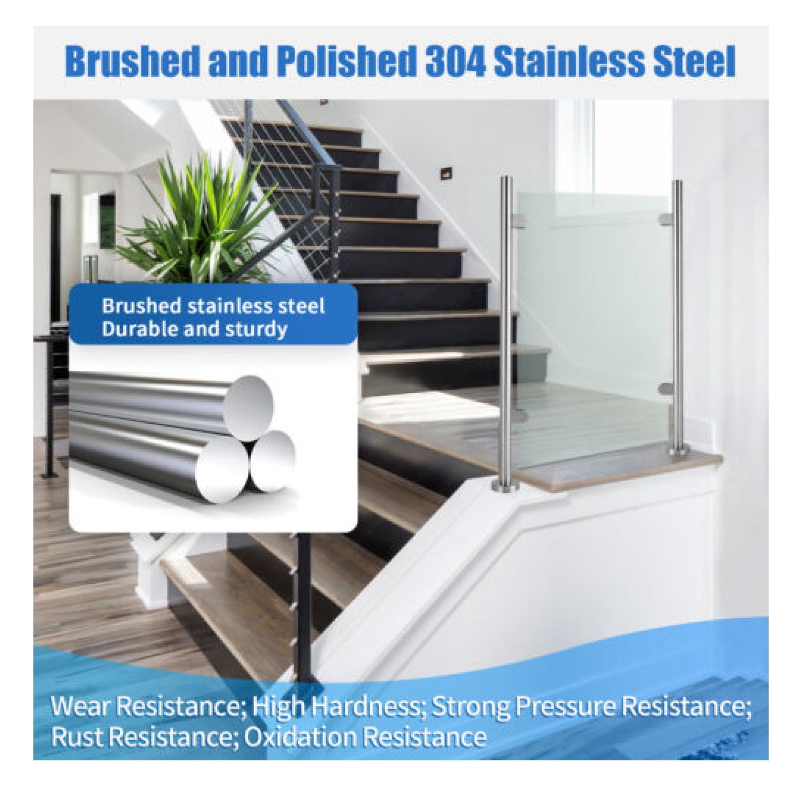 Yunwen Glass Balustrade Glass Railing Post End Post Railing Fence Pole ...