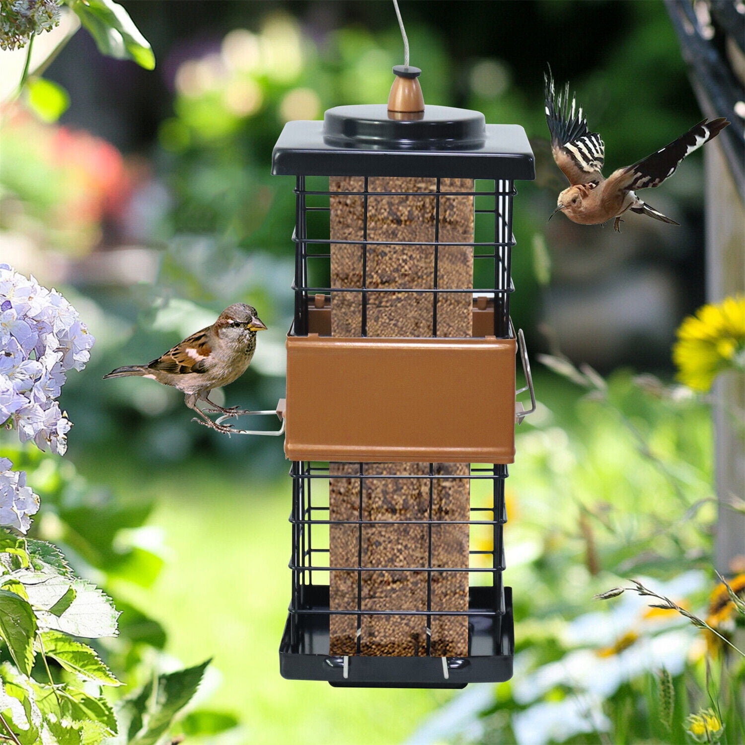 Yunwen Large Capacity Outdoor Metal Bird Feeder No Assembly Wild Bird ...