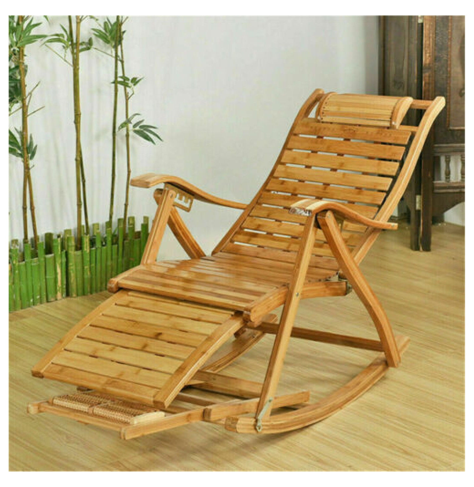Yunwen Larger Bamboo Rocking Chair Siesta Lazy Old Man Adult Lunch ...
