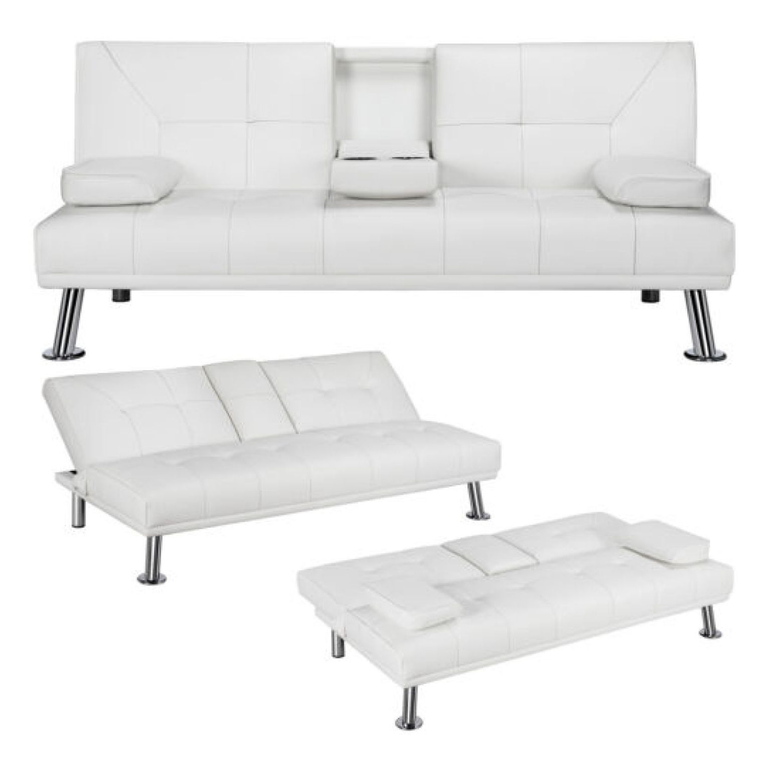 Yunwen Modern Faux Leather Futon Sofa Beds Futon Couches Sleeper Sofas ...