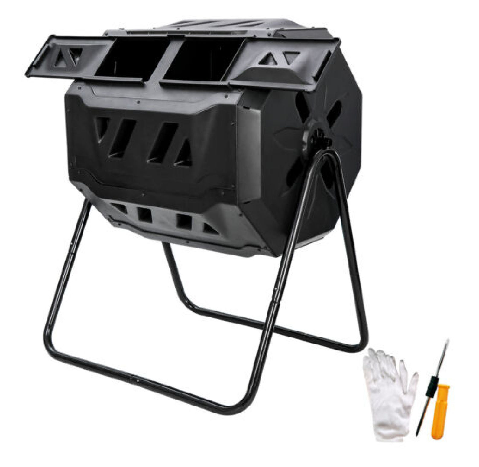 Yunwen Outdoor Tumbling Compost Bin Dual Rotating Compost Bin 43 Gallon ...