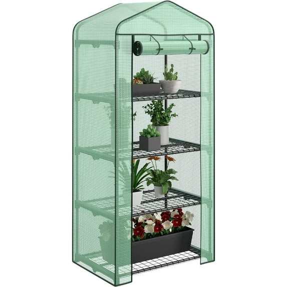 Yunwen Portable Mini Walk-in Greenhouse with Zippered Door & PE Cover ...