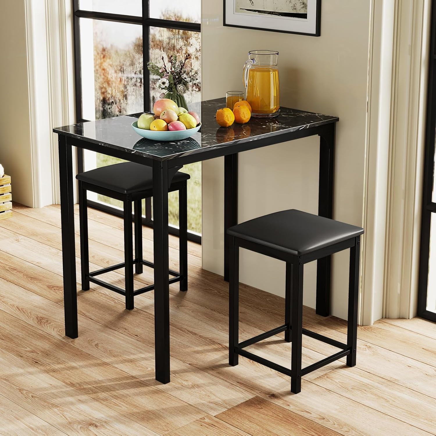 Yunwen Small Dining Table for 2, Space Saving Dinette Set w/Counter ...