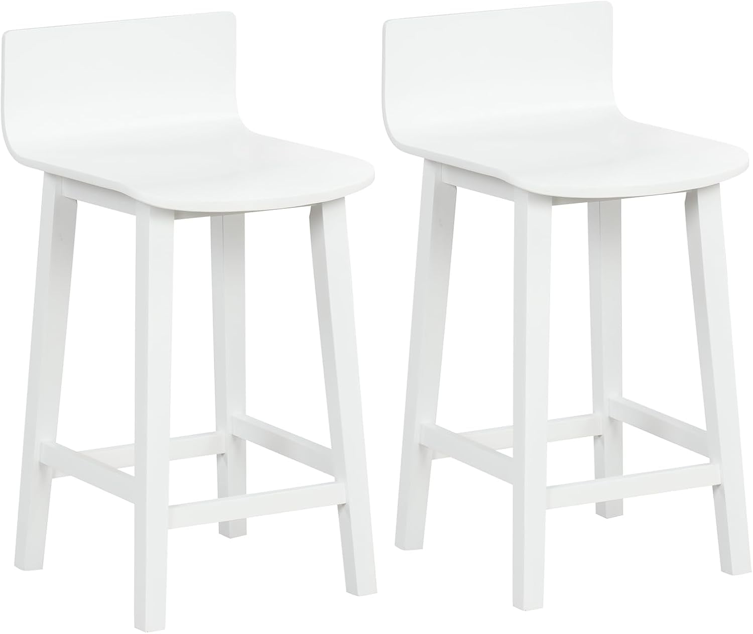 Yunwen Solid Wood Bar Stools Set of 2, 24.5-inch Counter Height Chairs ...