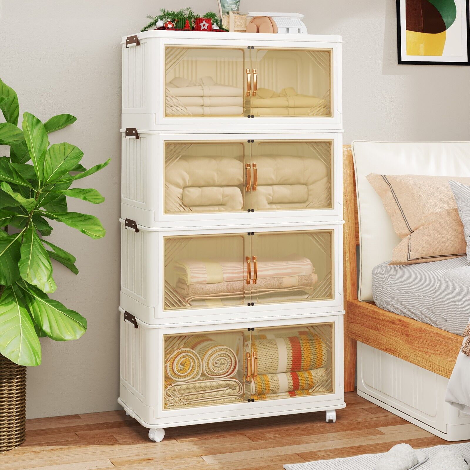 Yunwen Storage Bins with Lids, 70 Gal 3 Pack Large Stackable Storage ...