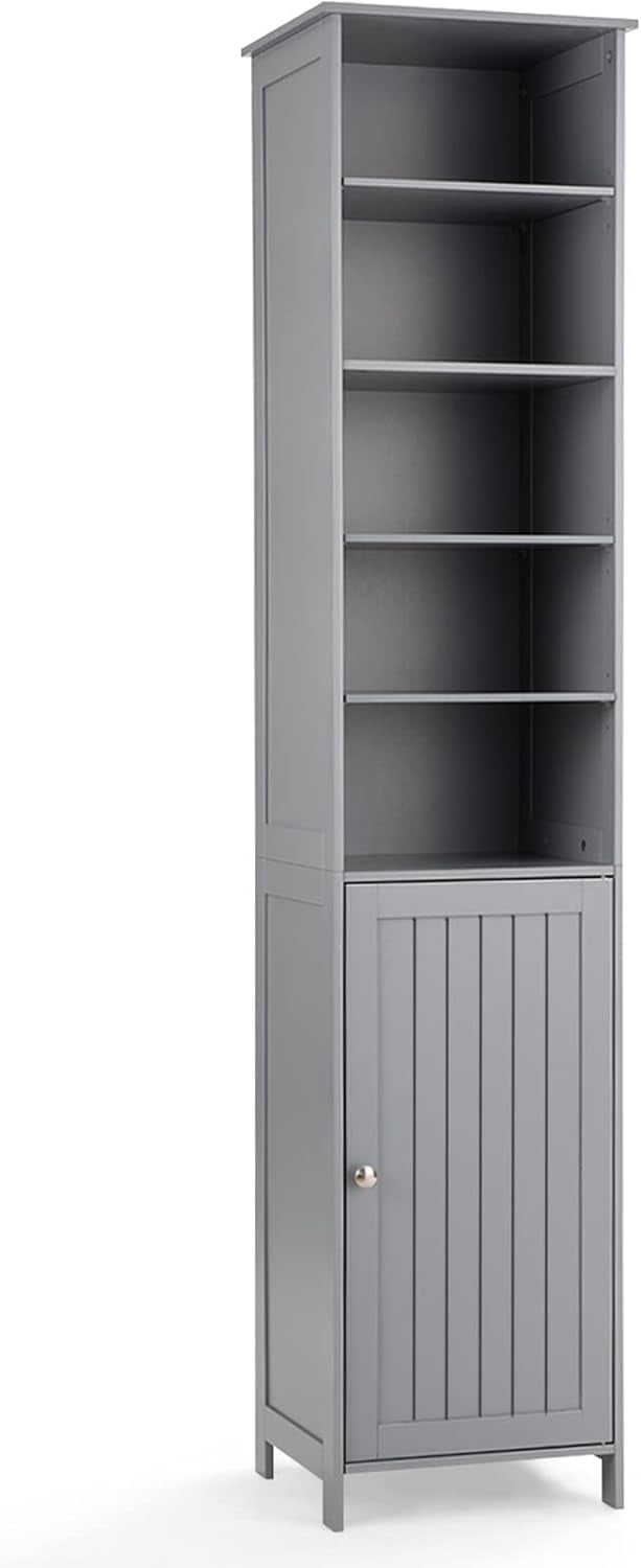 Yunwen Tall Storage Cabinet, Wooden Floor Cabinet with 3-Level ...