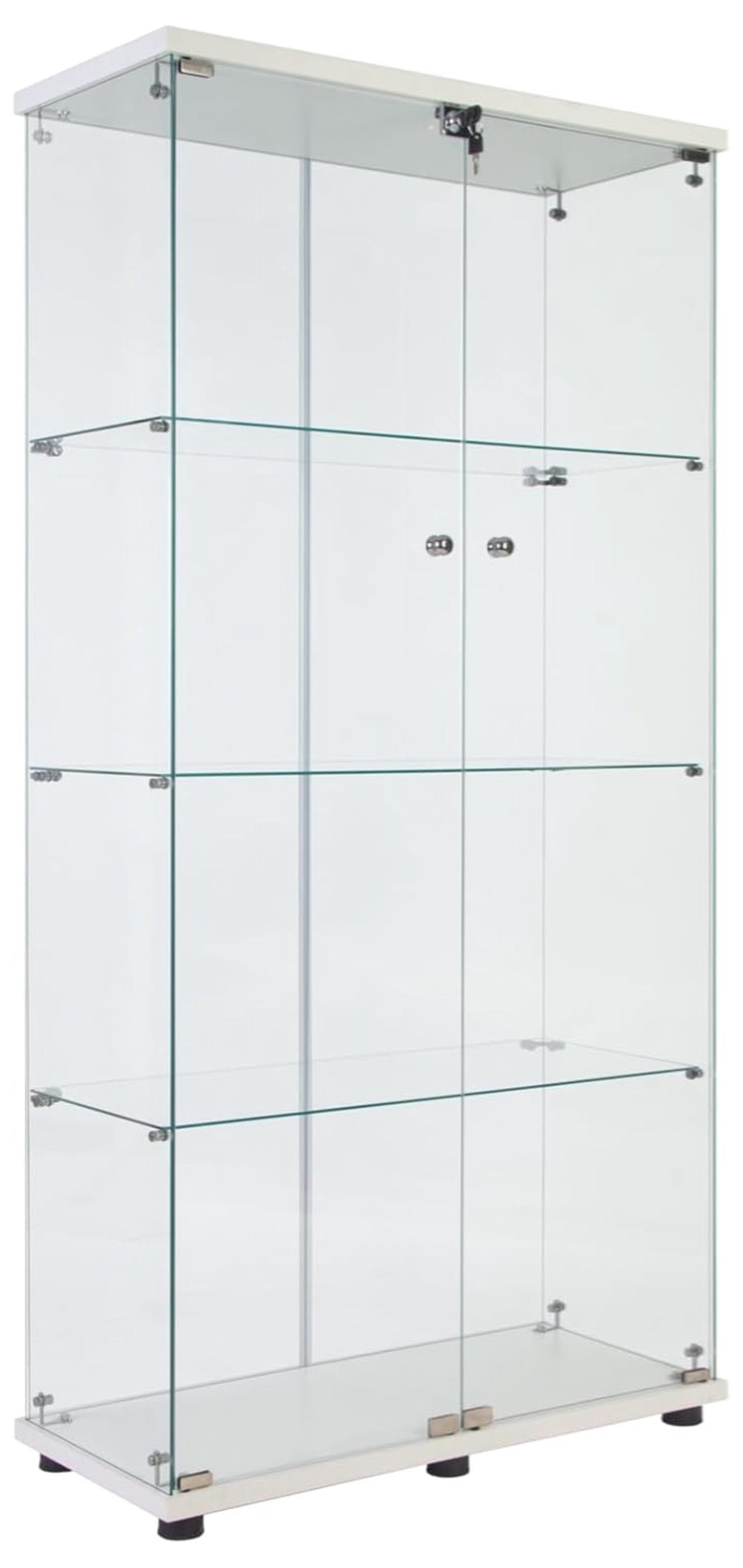 Yunwen Tempered Glass Display Cabinet with 2 Doors and 4 Shelves, Curio ...