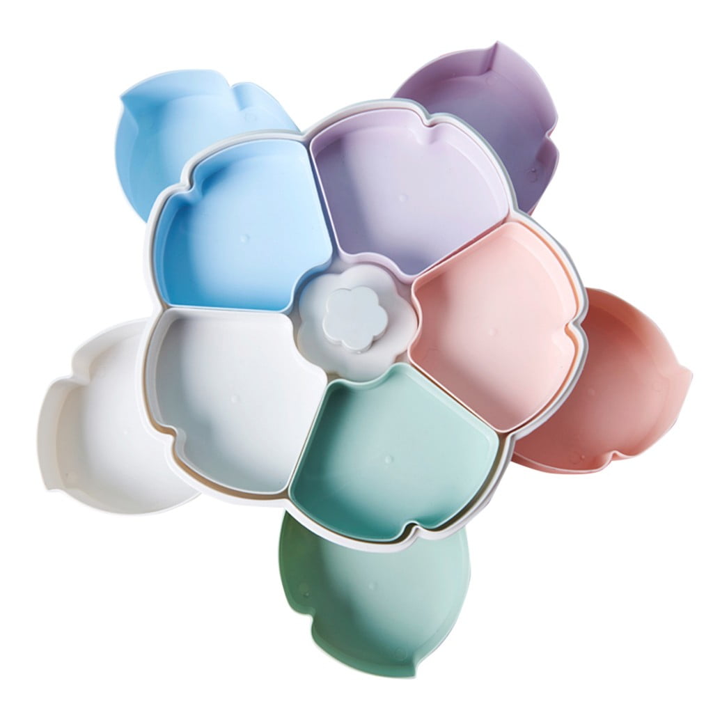 Yuoaen Storage Case, Rotating Fruit Plate Petal Shape Dried Fruit Plate ...