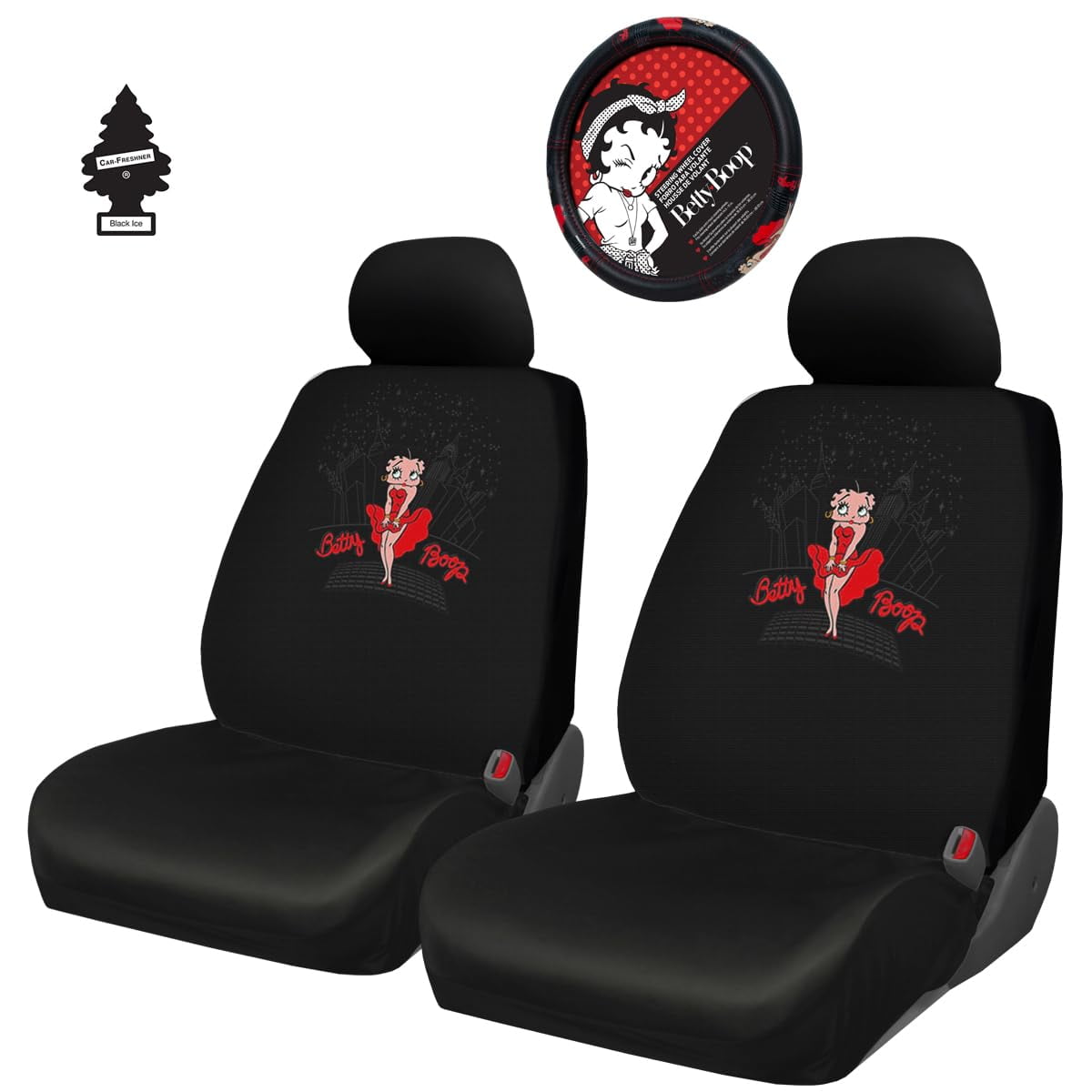 Yupbizauto Betty Boop Skyline Car Seat Covers & Steering Wheel Cover ...