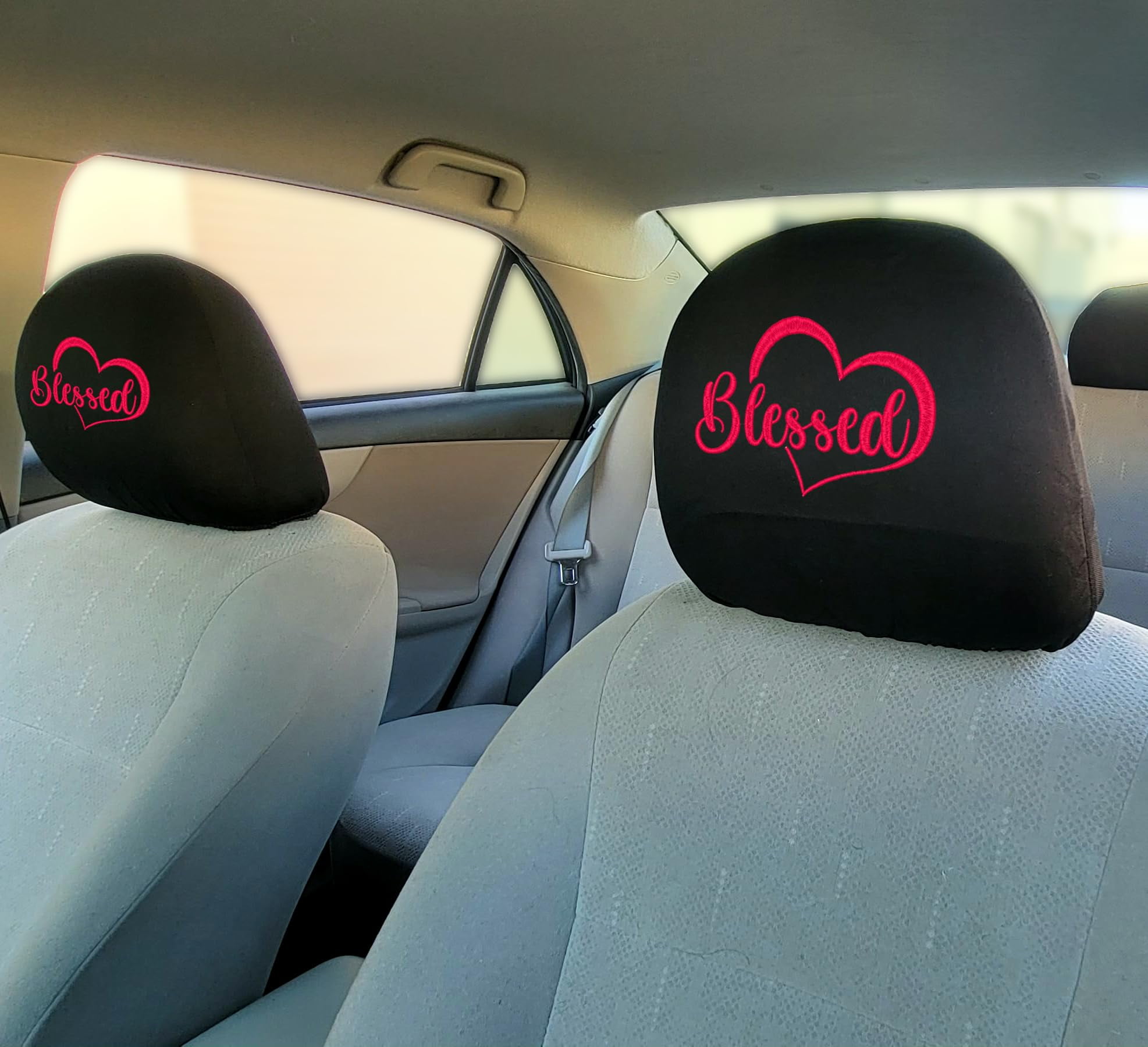 Yupbizauto Black Fabric with Design Car Truck Van SUV Seat Headrest ...