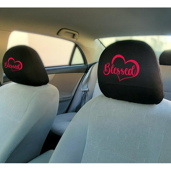 Yupbizauto Black Fabric with Design Car Truck Van SUV Seat Headrest ...