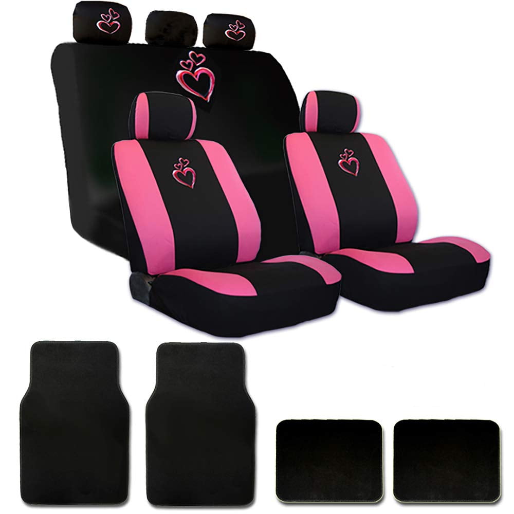 Yupbizauto Large Pink Heart Car Seat Covers with Embroidery Logo ...