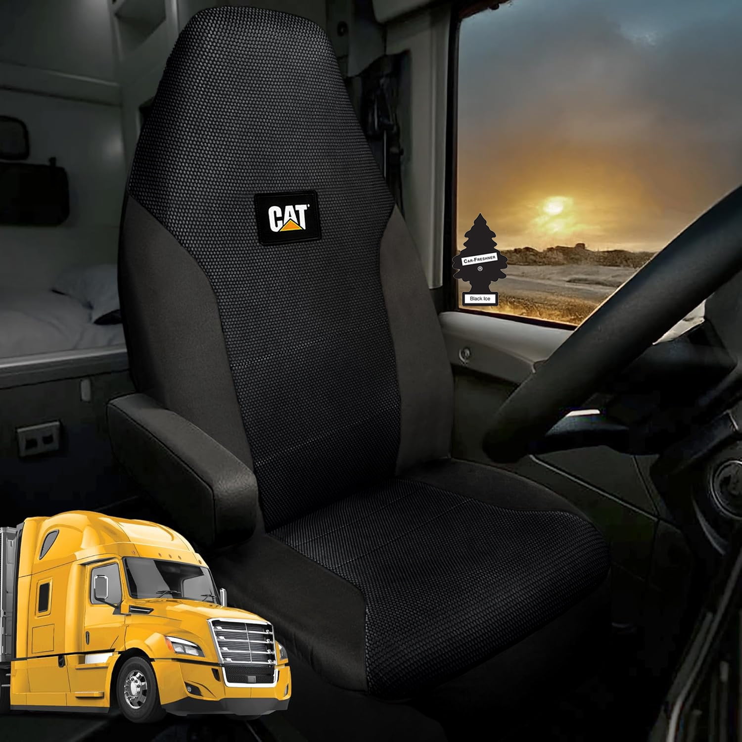 Yupbizauto New Big Rig Truck Seat Covers, Black Mesh, Heavy-Duty ...