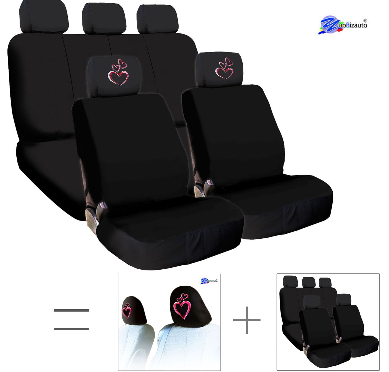 Yupbizauto New Interchangeable Embroidery Pink Heart Logo Headrest ...