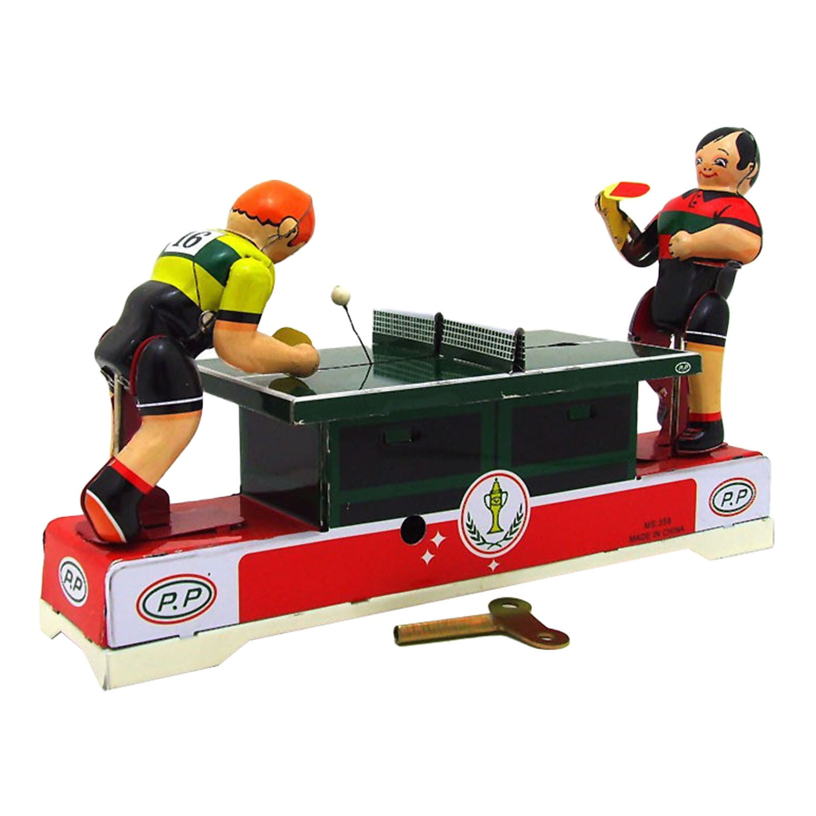 Yuping Vintage Tinplate Toys Clockwork Table Tennis Player Wind Up ...