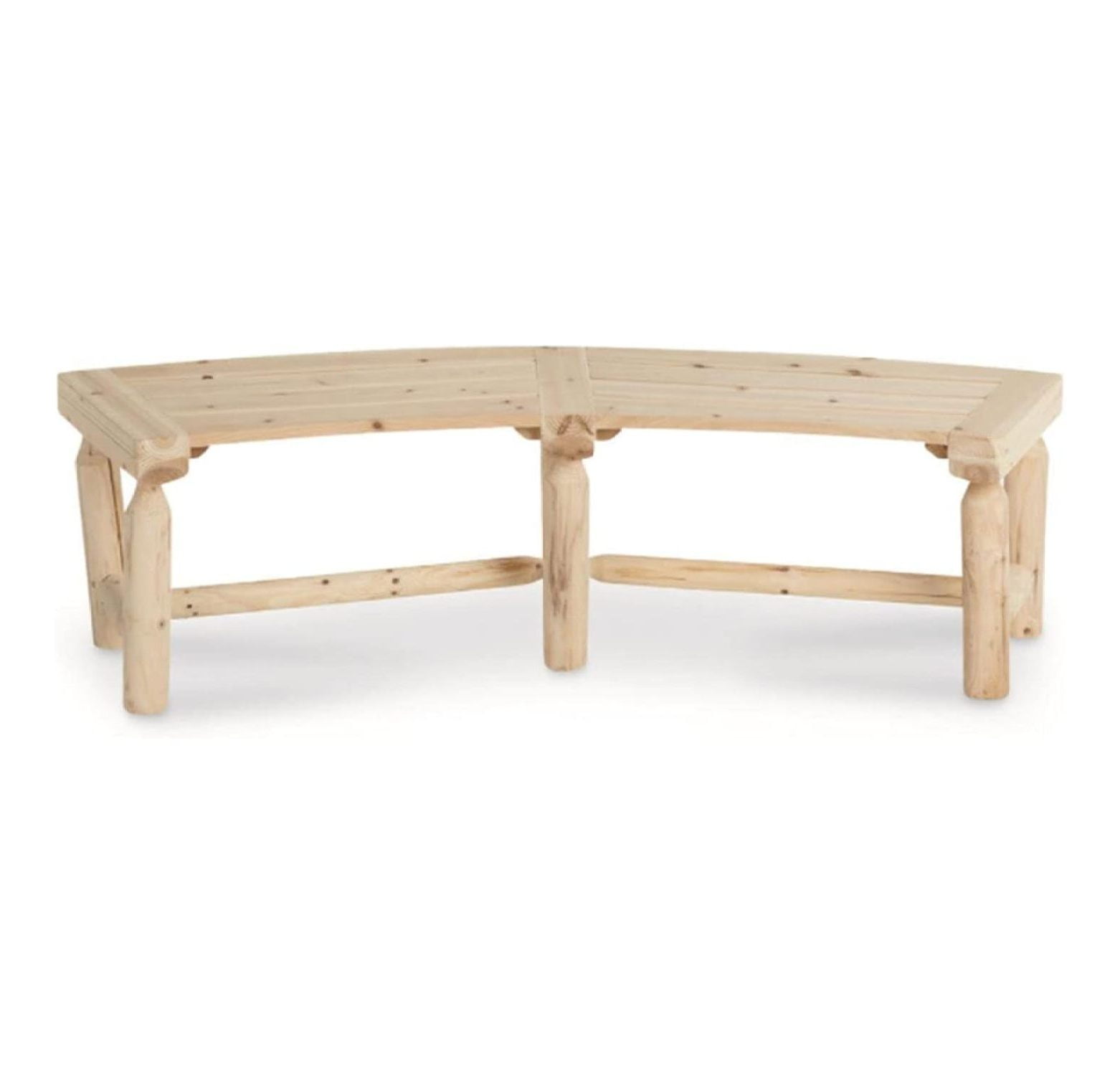 YuraZH Curved Bench, Wood Log Bench Seat, Outdoor, Backyard, Rustic ...