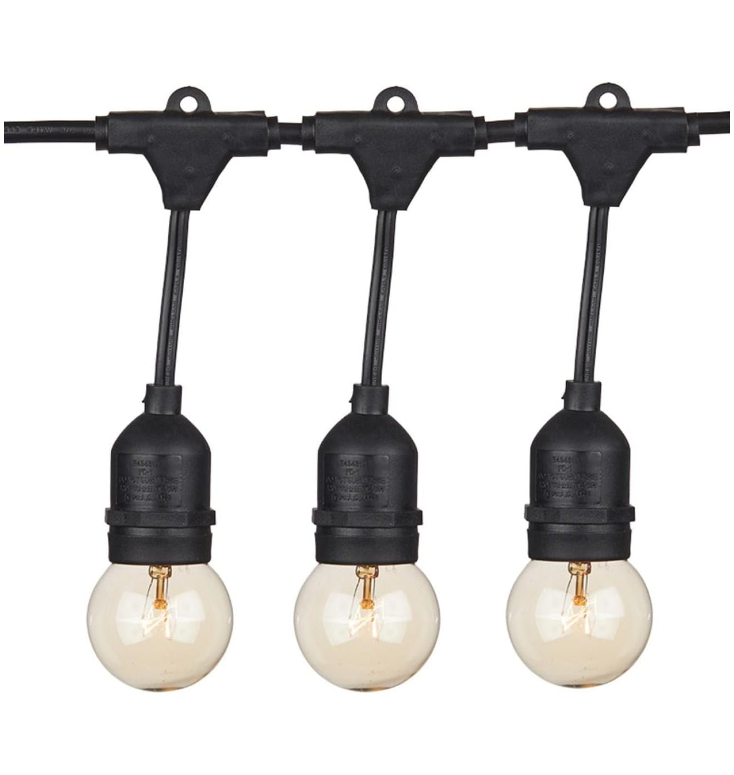 YuraZH Indoor/Outdoor 120V E26 LED Bistro String Lights, 25 Feet (Black ...