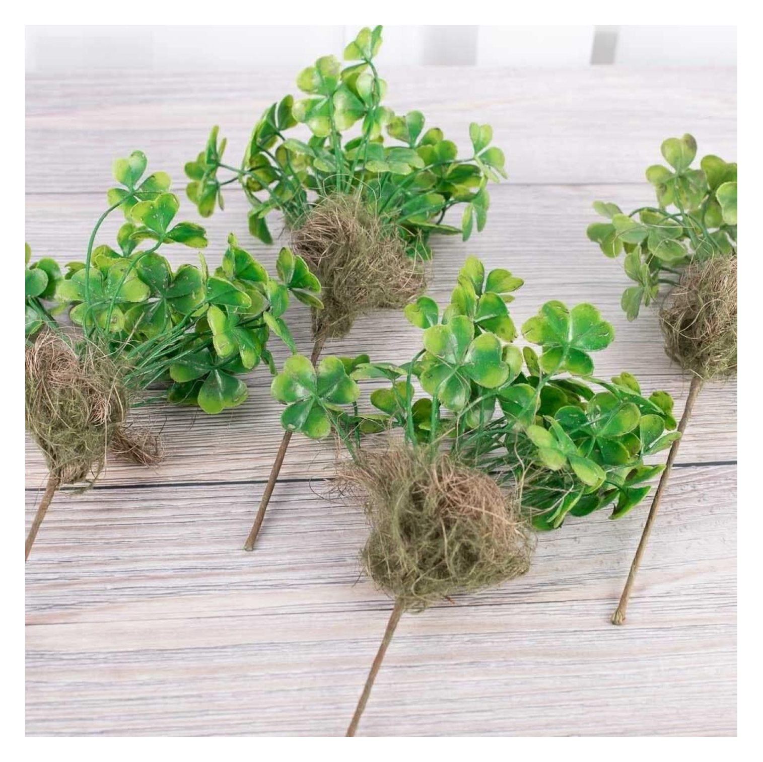 YuraZH Pack of 4 Artificial Shamrock Bushes with Roots for St. Patrick ...