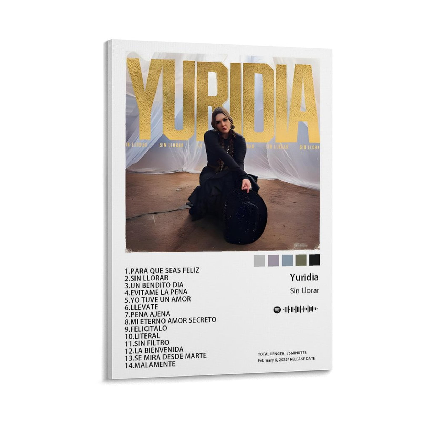 Yuridia Sin Llorar Album Cover Poster Canvas Wall Art Living Room ...