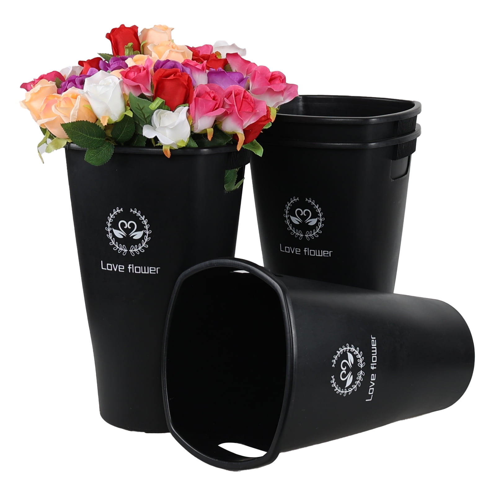 Yuright 16.02 Inch Plastic Wake-up Flower Bucket, 4 Pack Floral Display ...