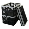 Yuright 4 Packs Plastic Collapsible Storage Crate, 42 Quart Stackable ...