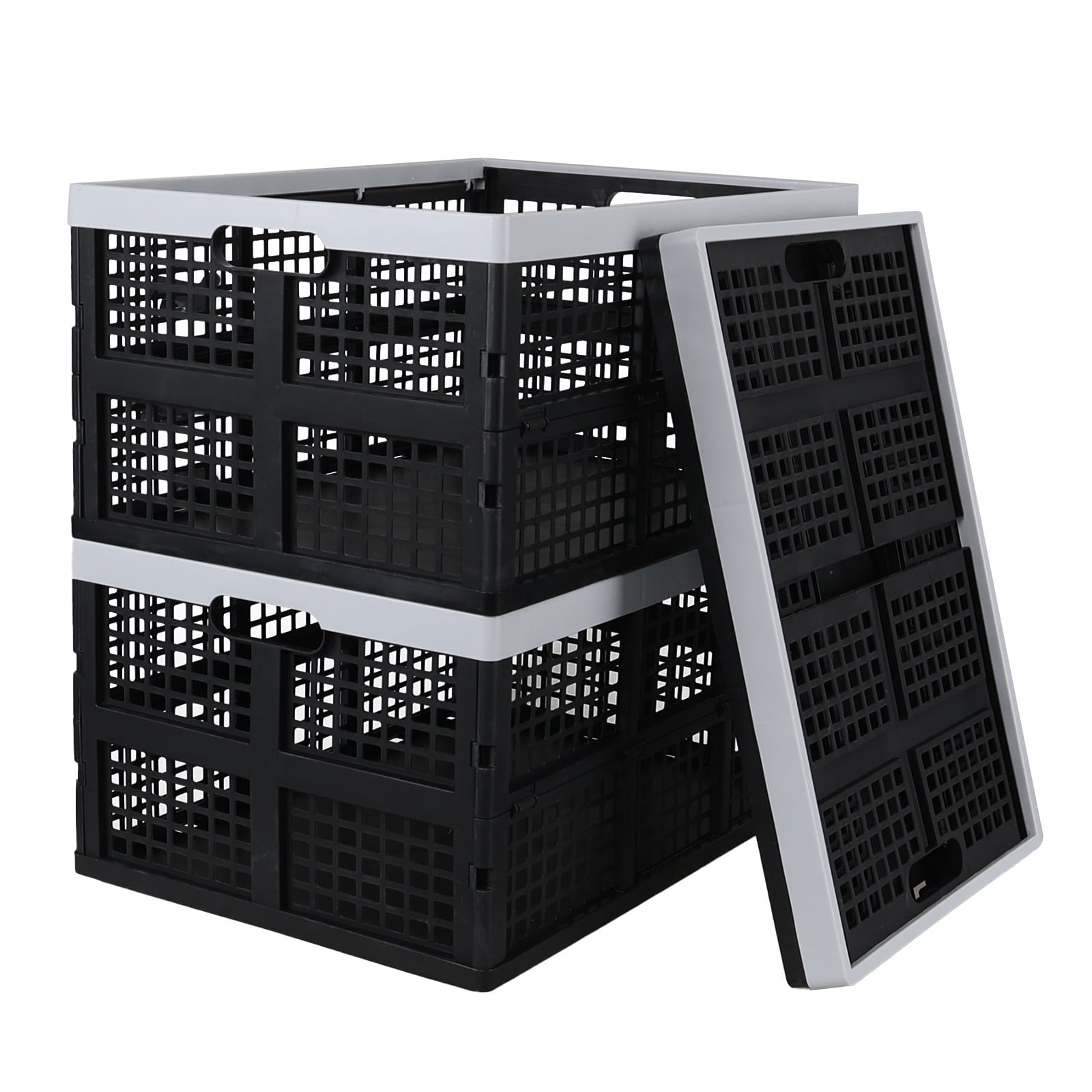 Yuright 67 L Plastic Stackable Storage Crate, Collapsible Storage ...