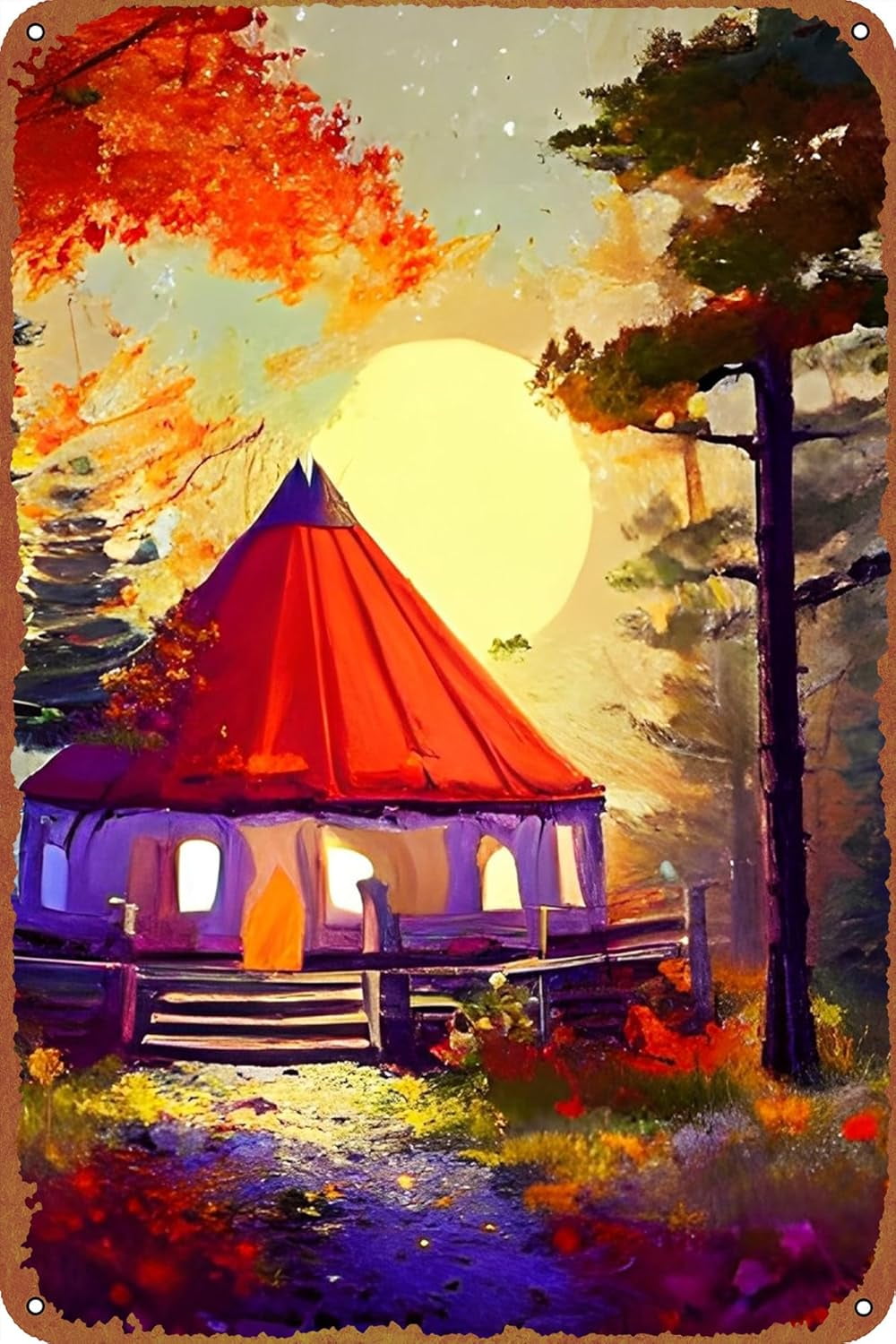 Yurt In The Woods PosterMetal Sign Retro Wall Decor for Home Gate ...