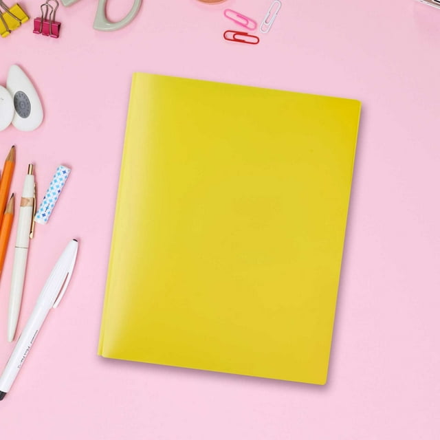 Yuseik Clearance Plastic Folder Yellow, Two Pocket Folder Three Hole ...
