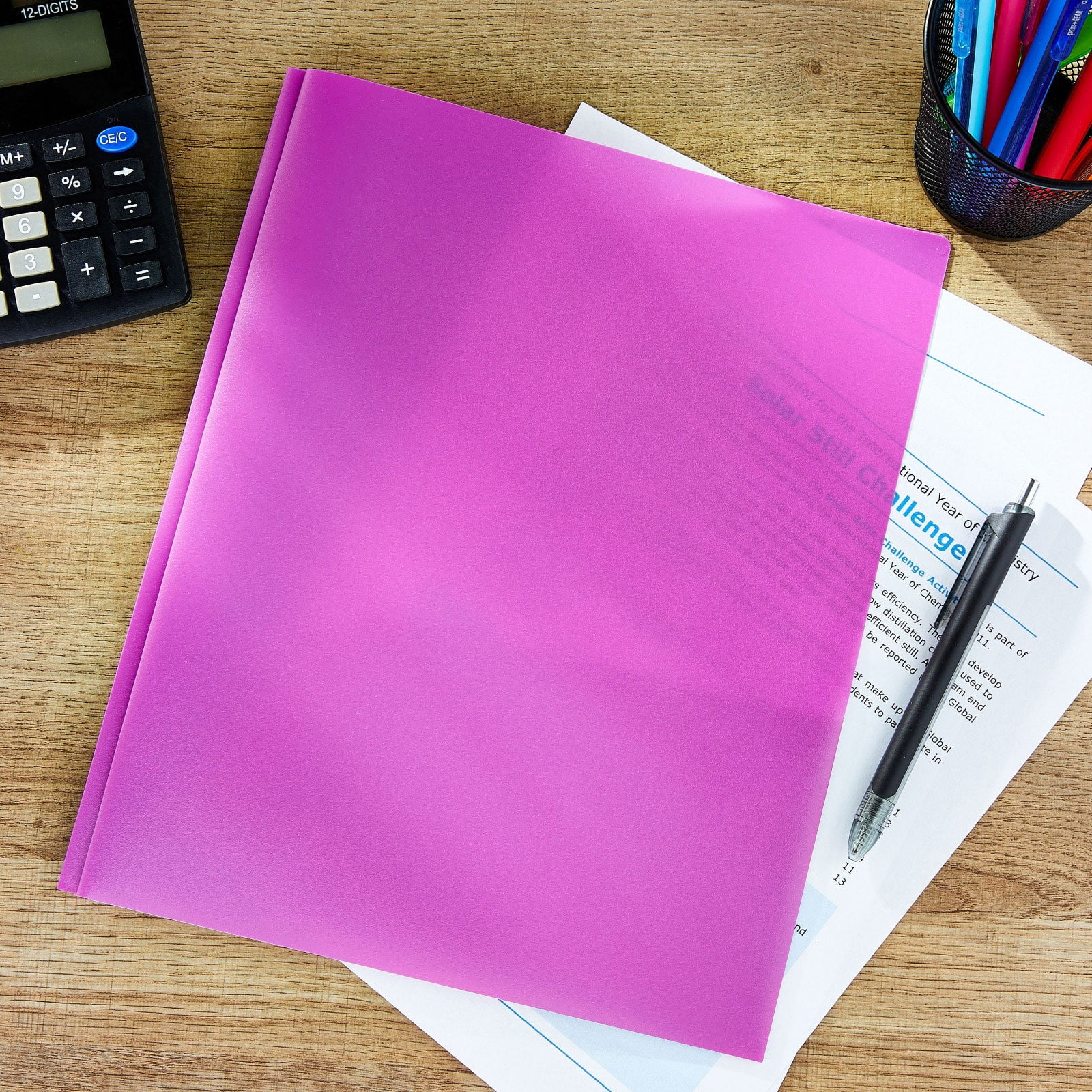 Yuseik Clearanceplastic Folder Purple, Pen+Gear 3 Prong 2 Pocket Poly ...