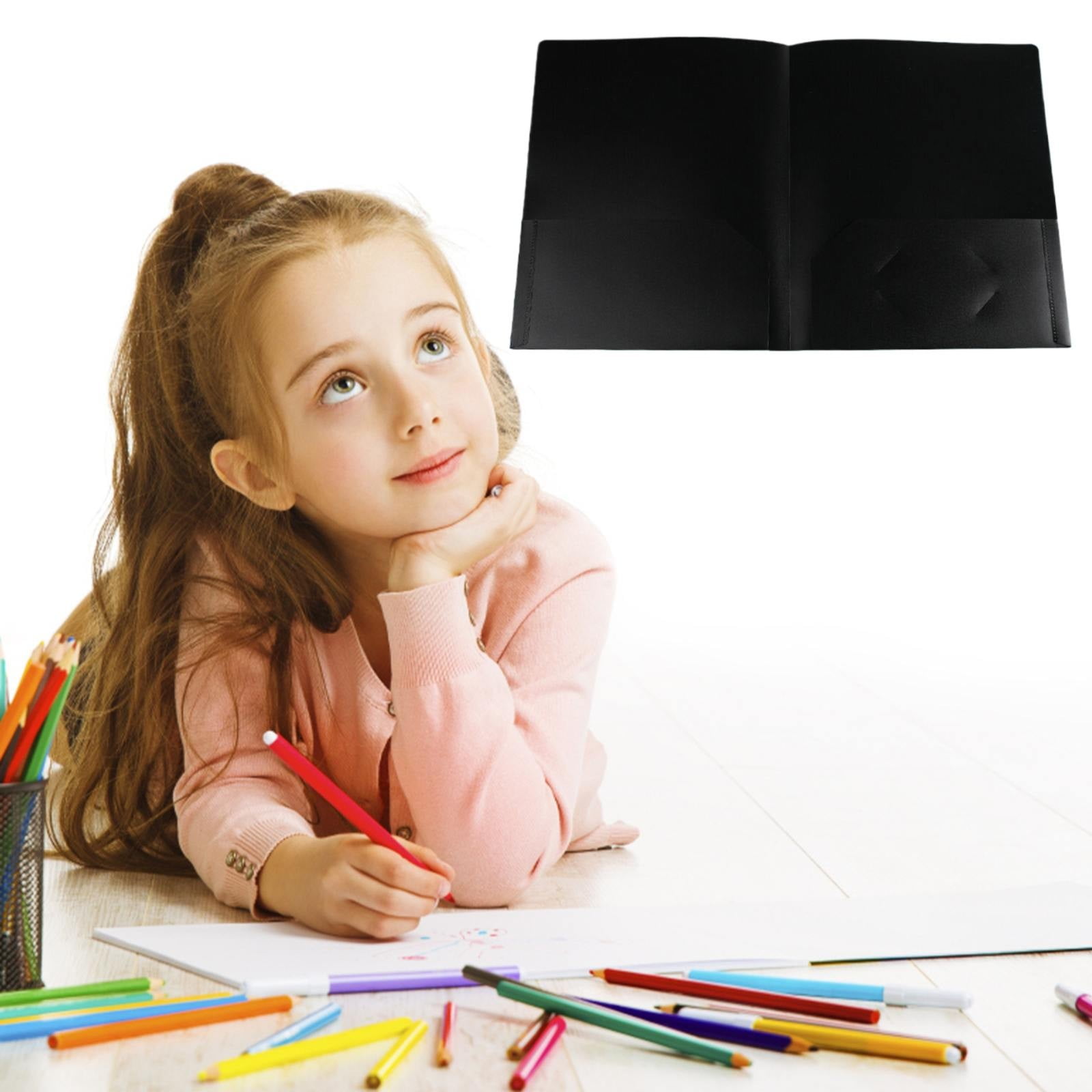 Yuseik Double Insert File Bag Black, Plastic Folders with Pockets ...