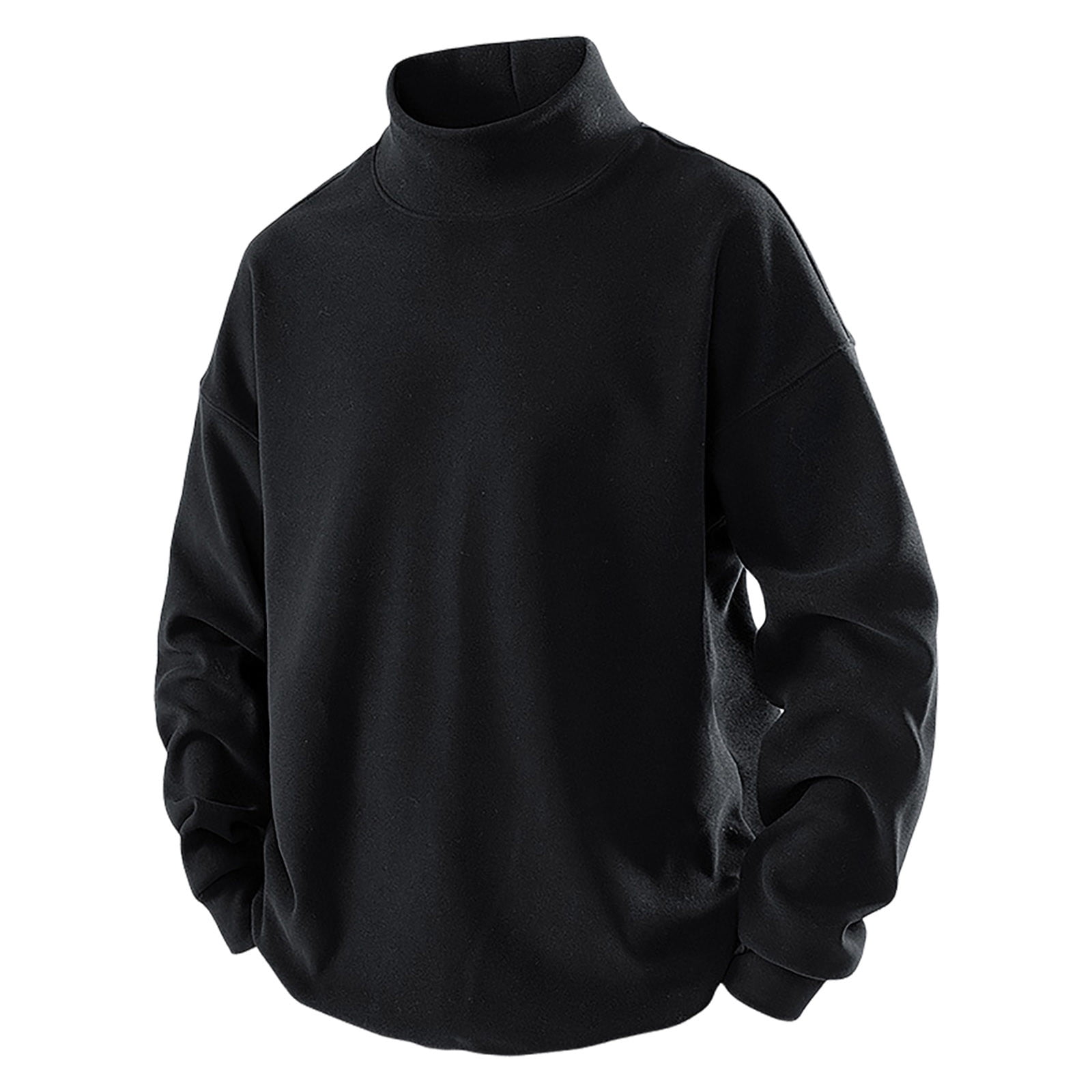 Yusimy Men's Half-Turtleneck Shirt Long Sleeve Solid Color DeRong ...