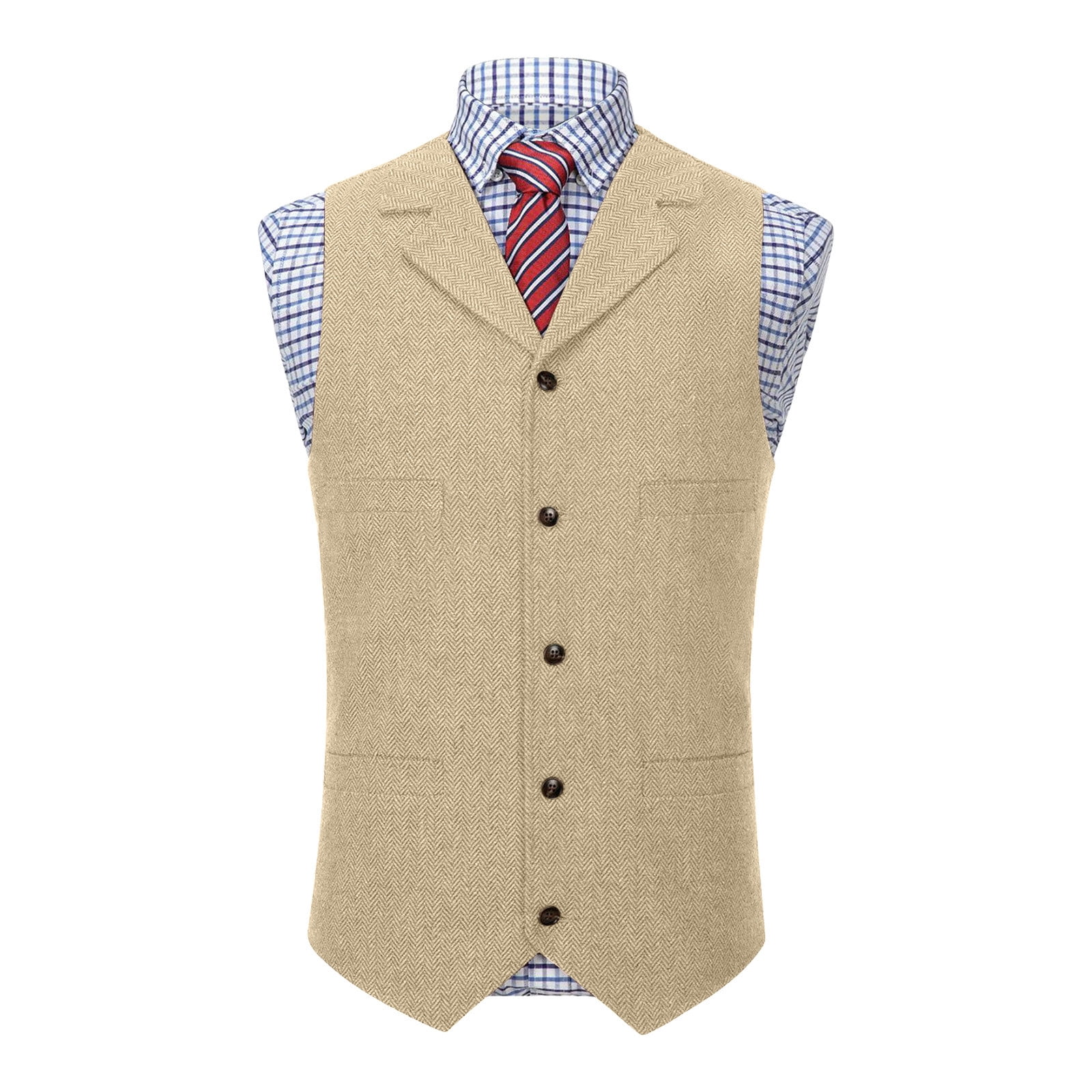 Yusimy Men's Retro Checkered Vest Sleeveless Single-Breasted Notched ...