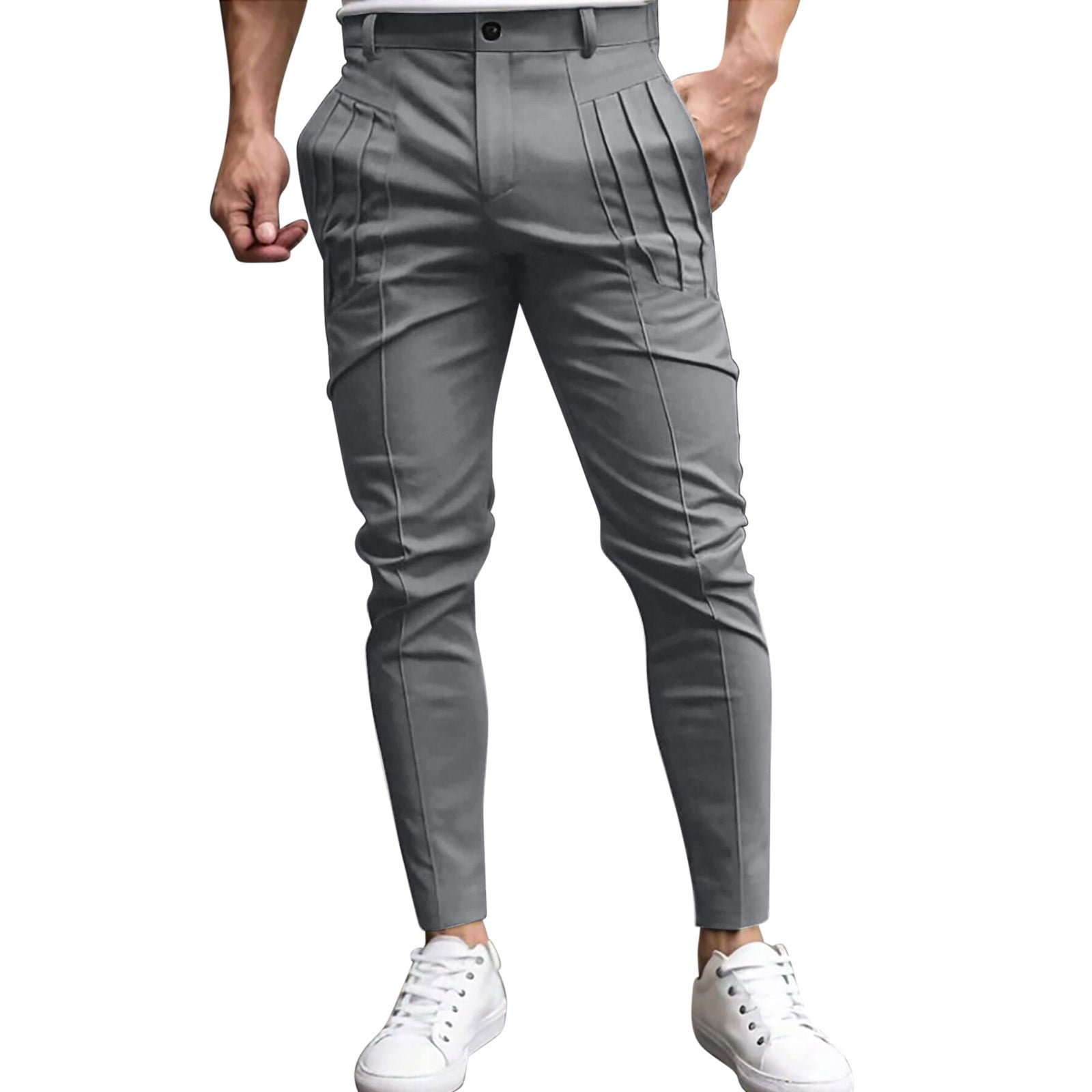 Yusimy Men's Striped Pants Vertical Stripes Loose Fit Solid Color ...