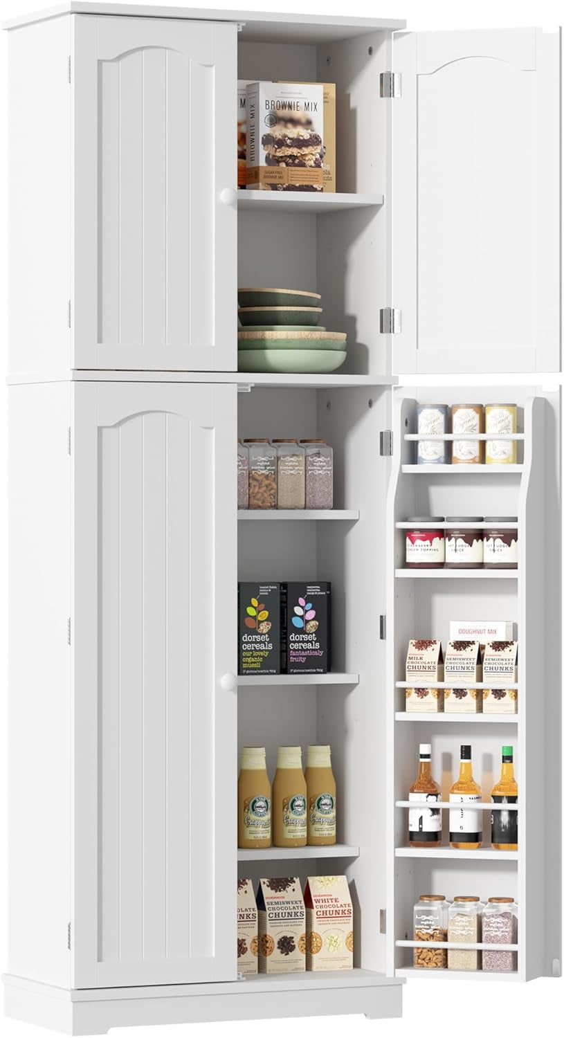 Yusong 64'' Kitchen Storage Cabinet, Tall Kitchen Pantry Storage ...