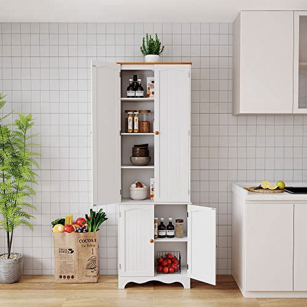 Louver Door Cabinet 71-Inch Tall Kitchen Pantry Cabinet With Louver ...
