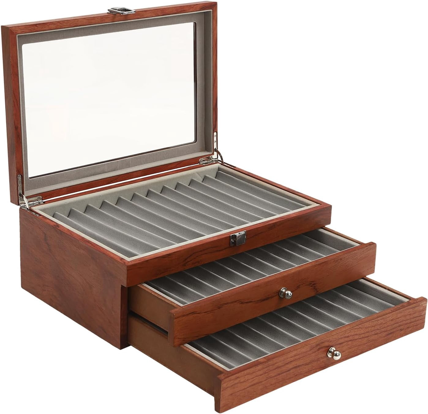 3 Layer Wood Pen Display Box 34 Pen Organizer Box,Pen Display Case ...