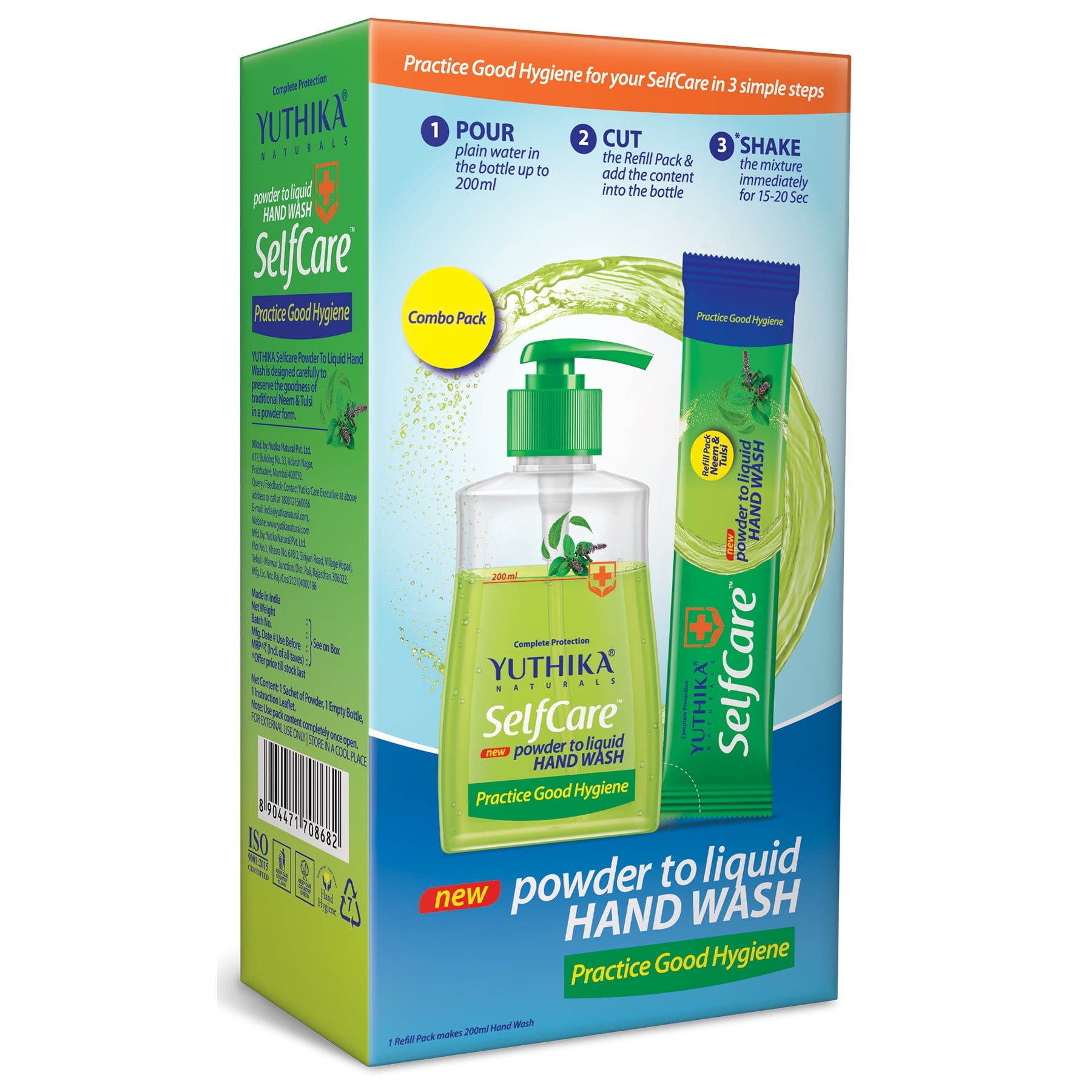 Yuthika Selfcare Powder to Liquid Hand Wash Combo Pack with Bottle +1 ...