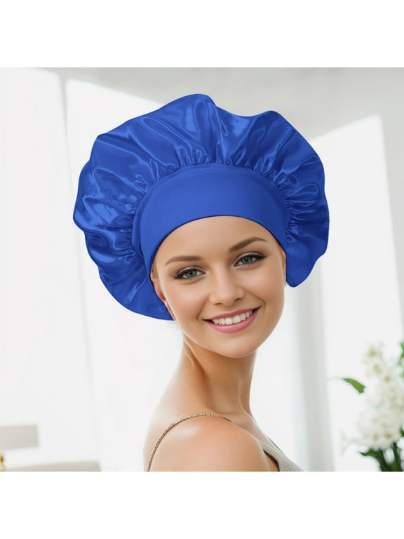 Womens Soft Pure Satin Silk Sleeping Caps Night Sleep Hats Hair Scarves ...