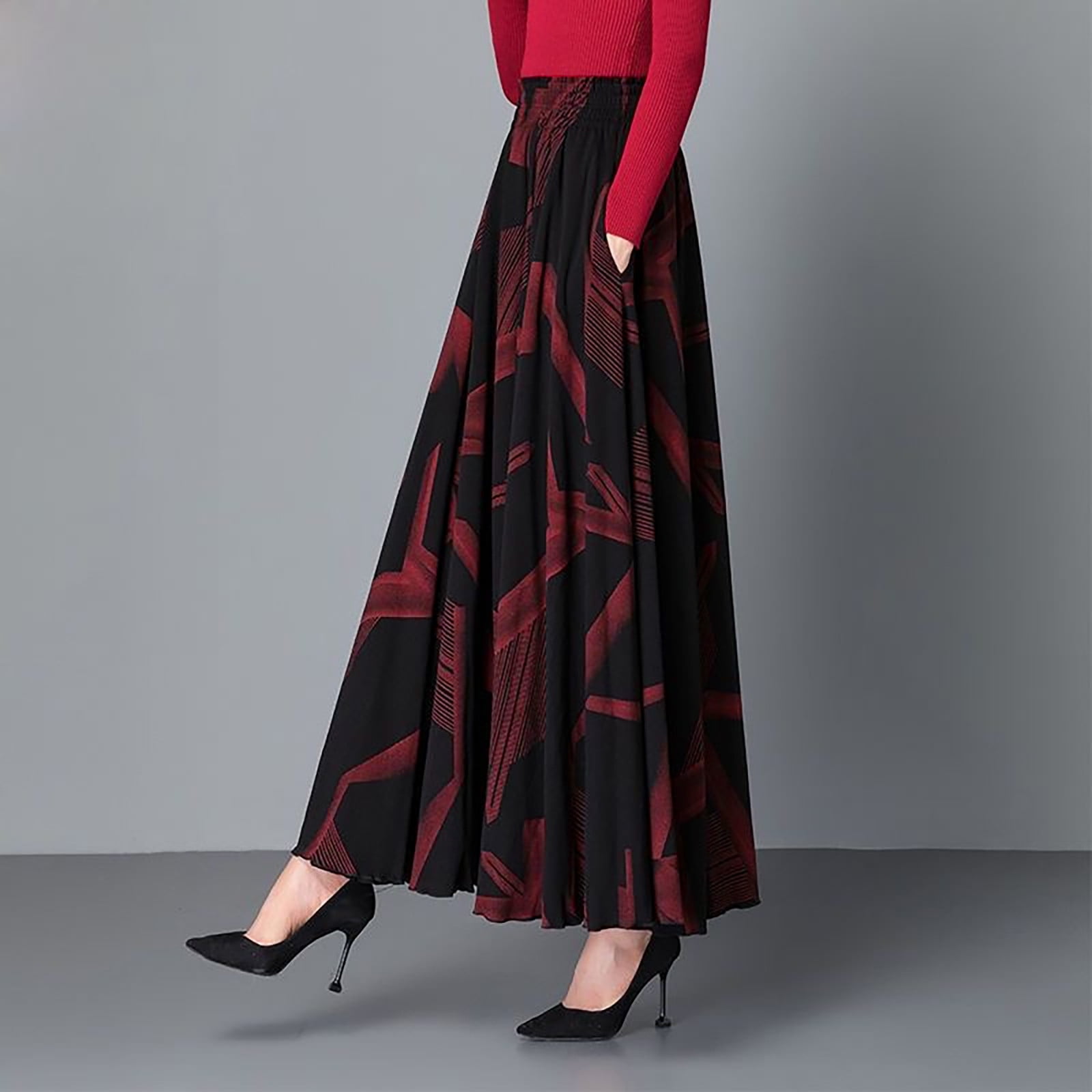 Yuwull Boho Skirts for Women Vintage Long Skirts with Pocket Women High ...